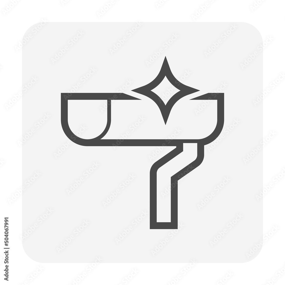 Rain gutter or eavestrough clean, cleanup vector icon. Include pipe or ...