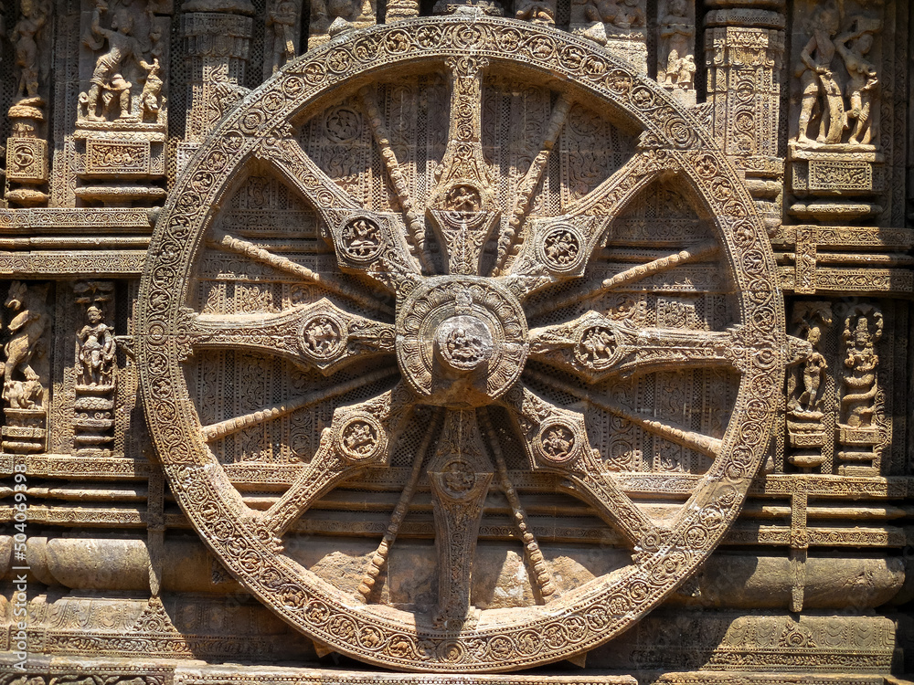 The famous stone chariot wheel engraved in the walls of historic Sun ...
