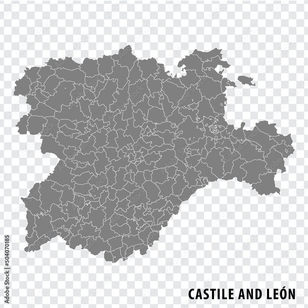 Blank map Castile and Leon of Spain. High quality map Castile and ...