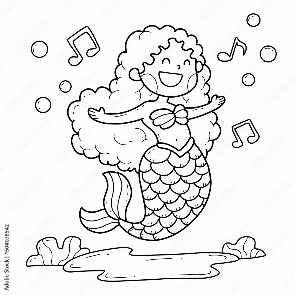 mermaid coloring book . Isolated on white background. Vector cartoon ...