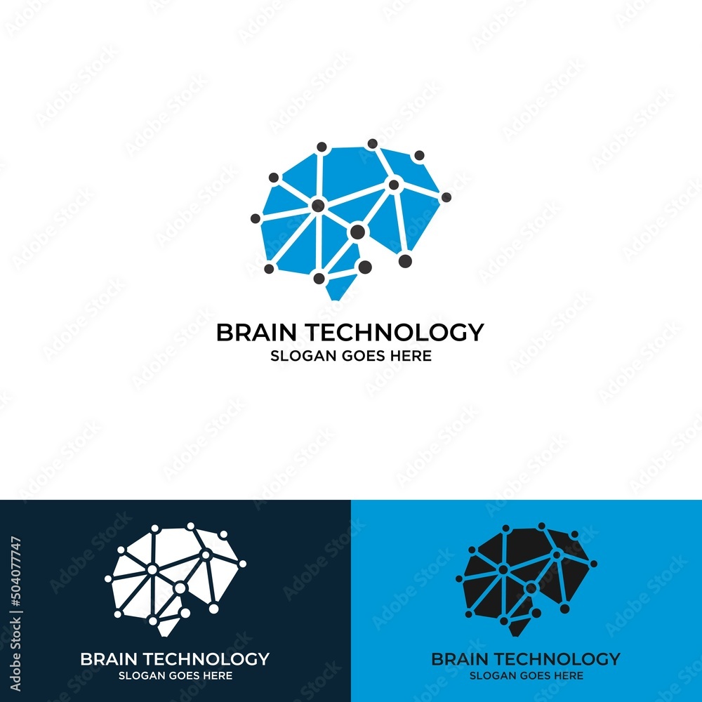 brain connection logo vector icon. digital brain. brain hub logo design ...