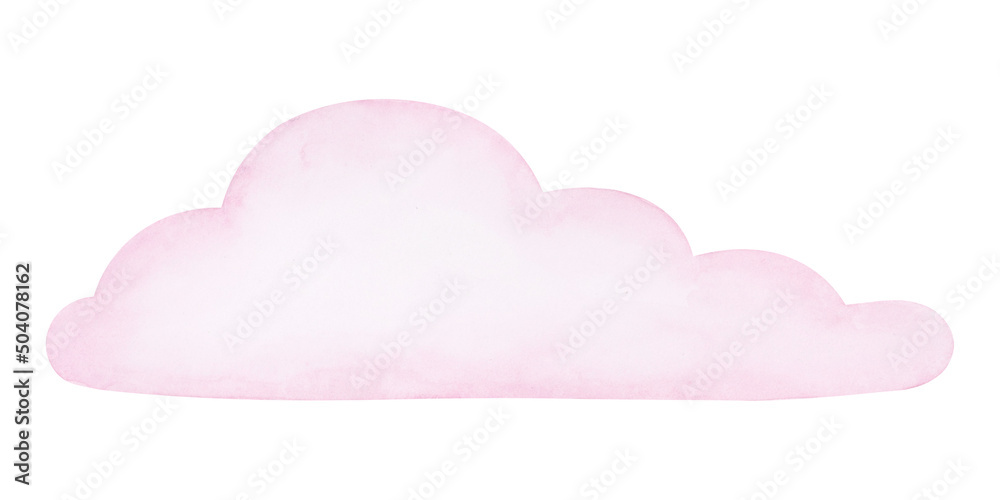 Pink cloud watercolor illustration. Cute hand drawn baby shower design ...
