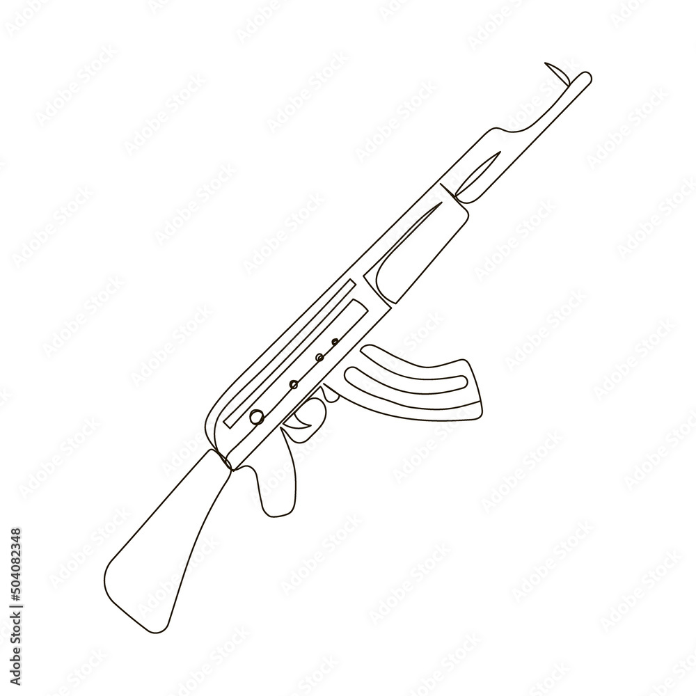 Rifle continuous line drawing. One line art of weapon, firearms ...