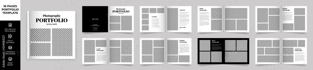 Square Multipurpose Modern Portfolio Design Template, Black Portfolio ...