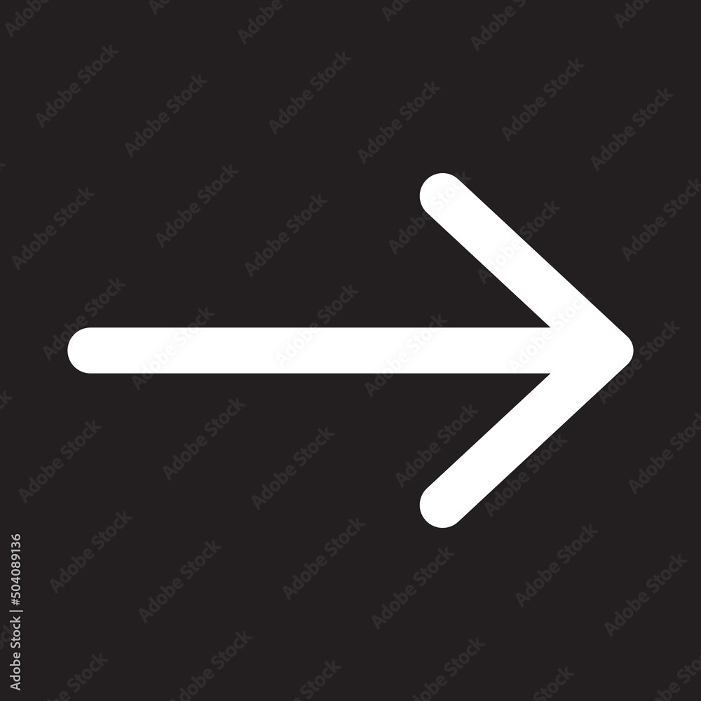 eps10 white vector right arrow icon in simple flat style isolated on ...