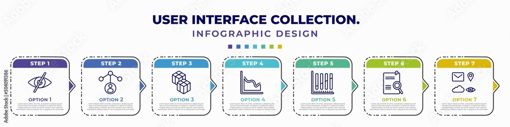 infographic template with icons and 7 options or steps. infographic for user interface ...