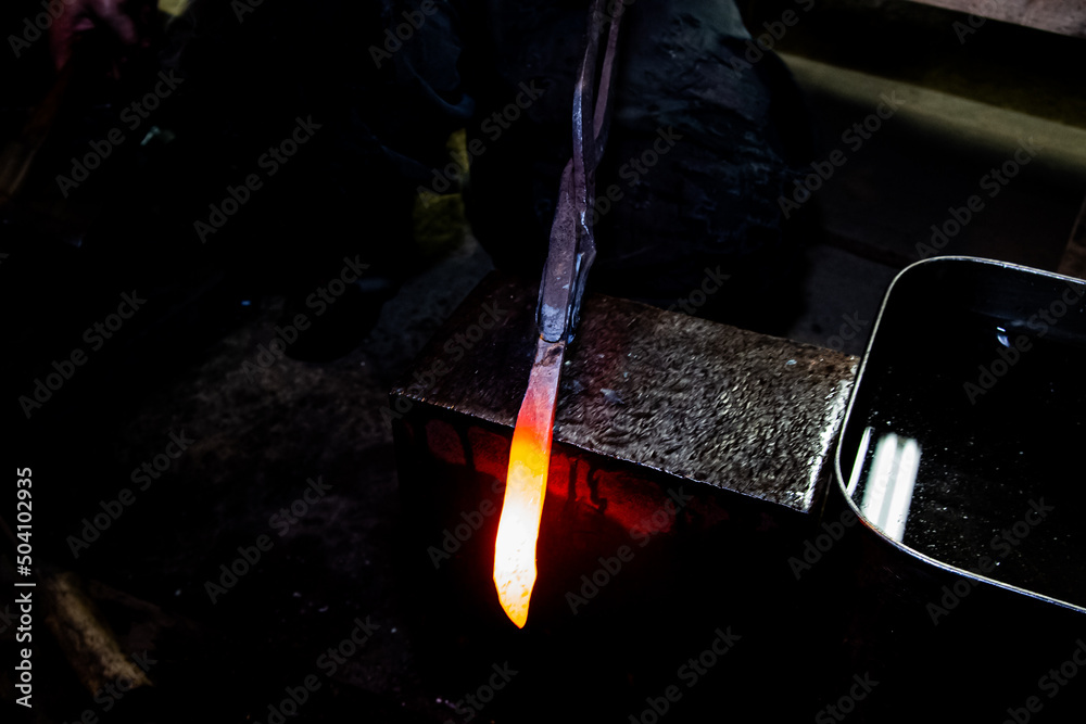 Hot steel for a small Japanese kodachi sword Stock Photo | Adobe Stock