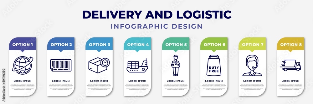 Vetor de infographic template with icons and 8 options or steps ...