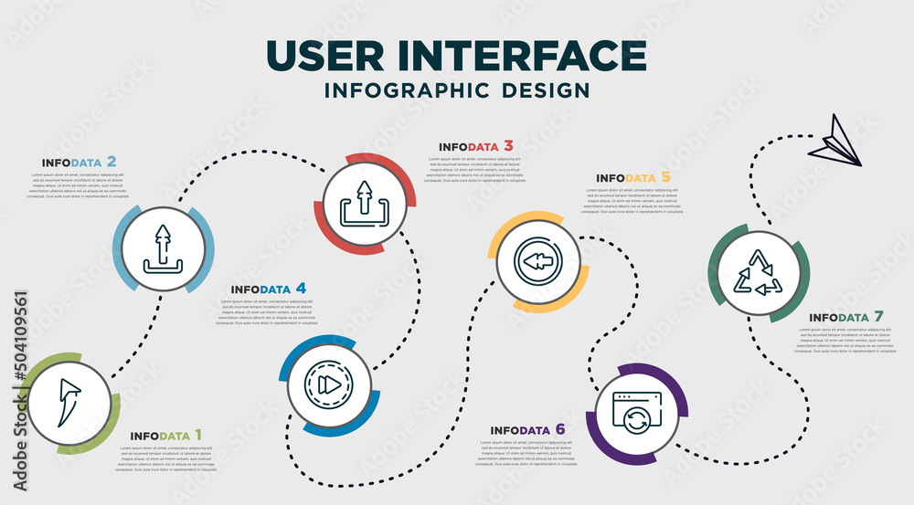 infographic template design with user interface icons. timeline concept with 7 options or steps ...