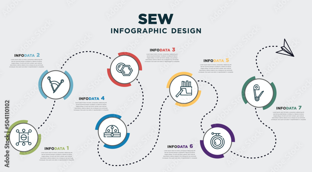 infographic template design with sew icons. timeline concept with 7 ...