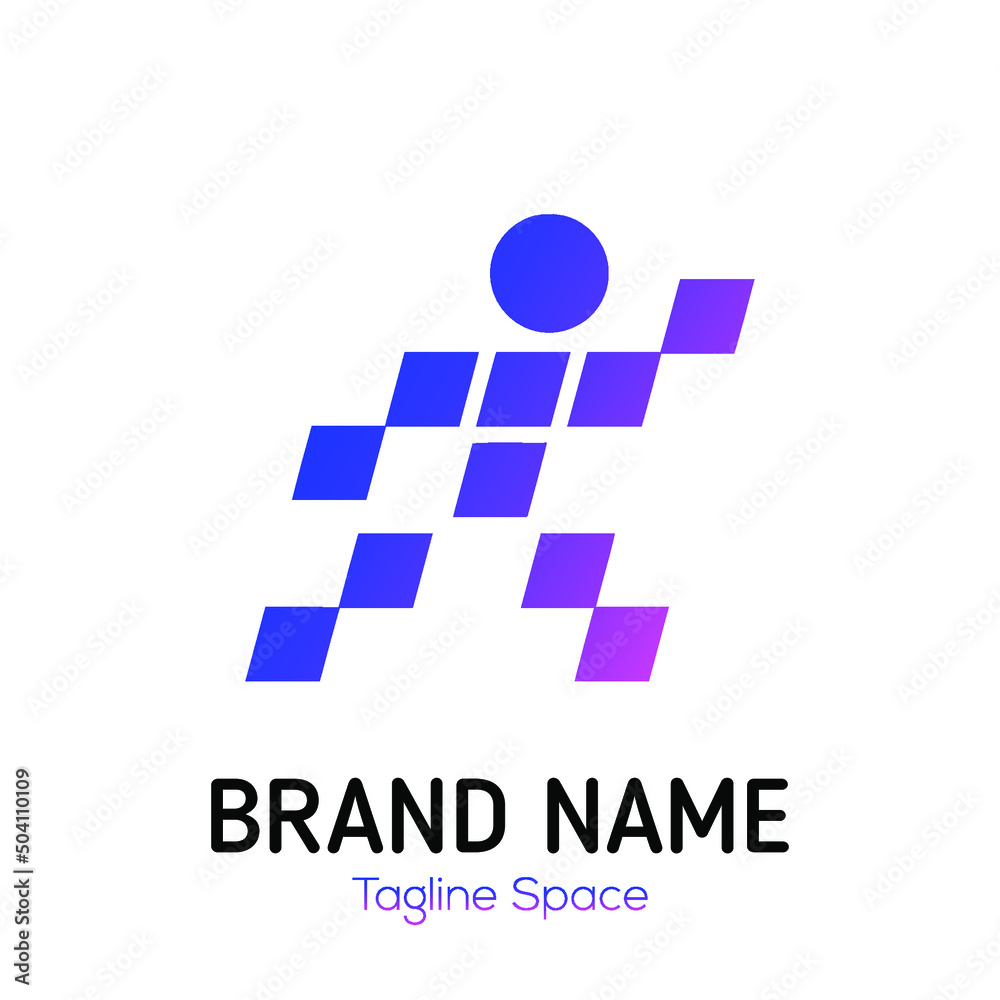 Abstract People Logo. Design Vector People Logo Template. Pixel art ...