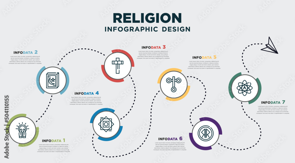 infographic template design with religion icons. timeline concept with ...