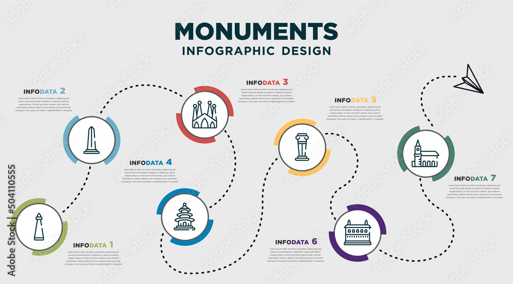 infographic template design with monuments icons. timeline concept with ...