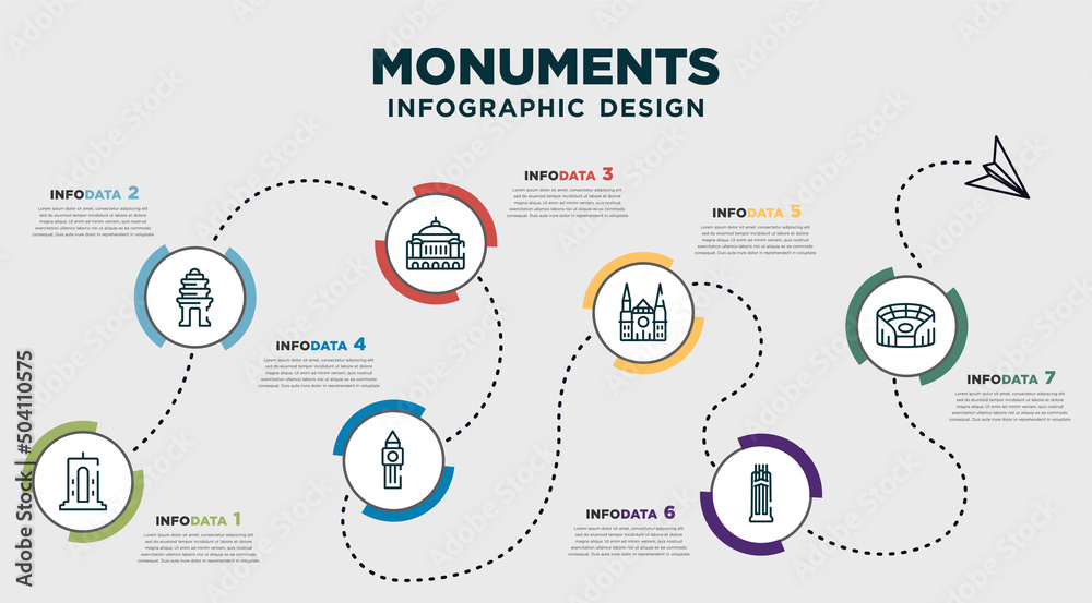 infographic template design with monuments icons. timeline concept with ...