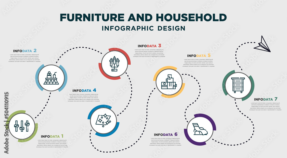 infographic template design with furniture and household icons ...