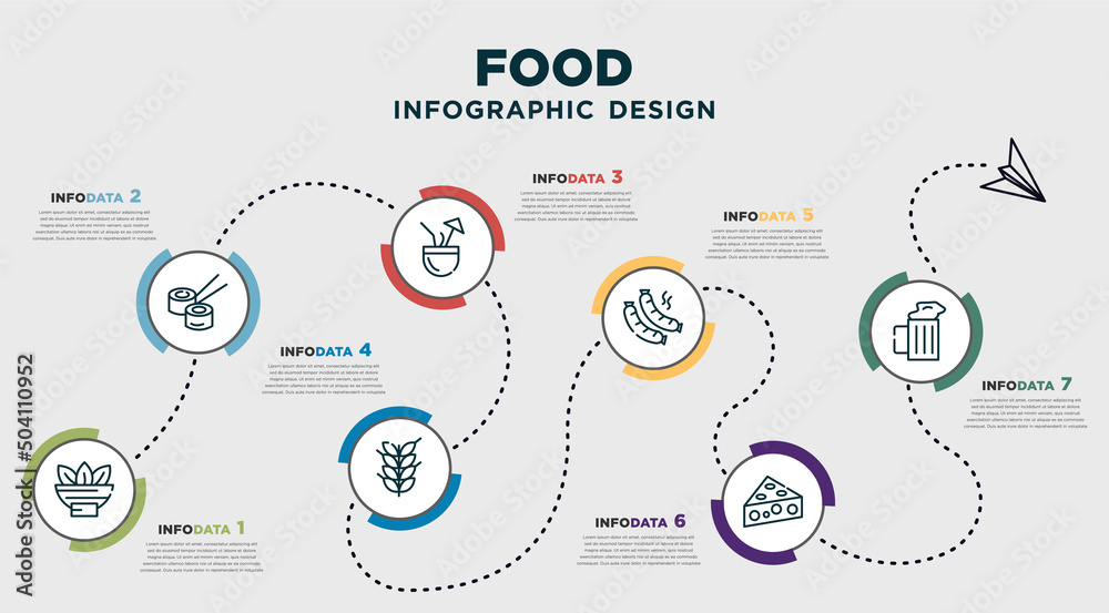 infographic template design with food icons. timeline concept with 7 ...