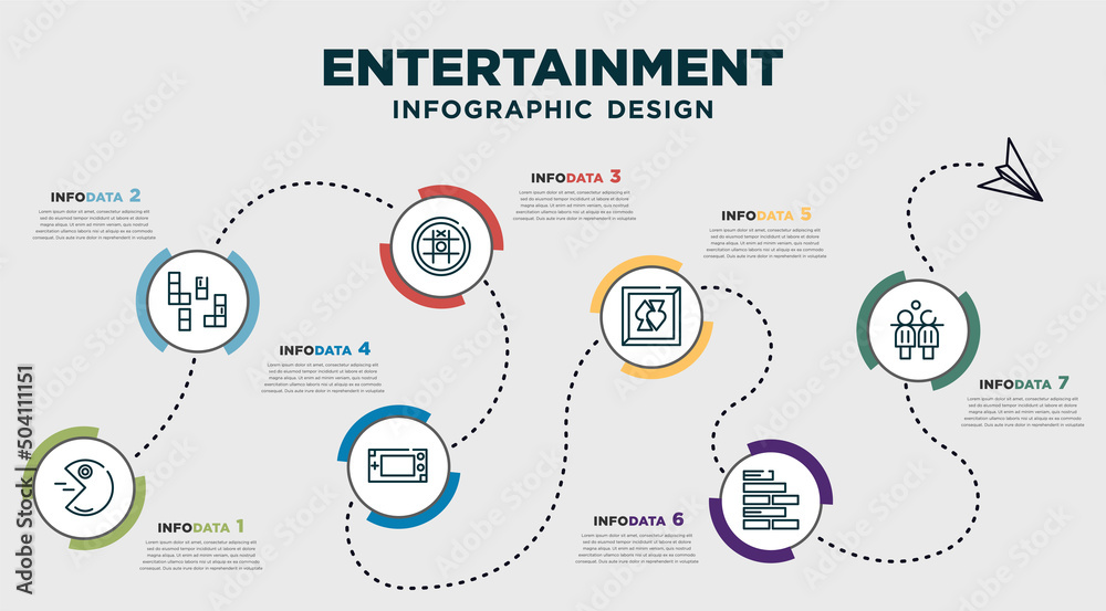 infographic template design with entertainment icons. timeline concept ...