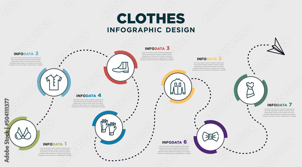 infographic template design with clothes icons. timeline concept with 7 ...