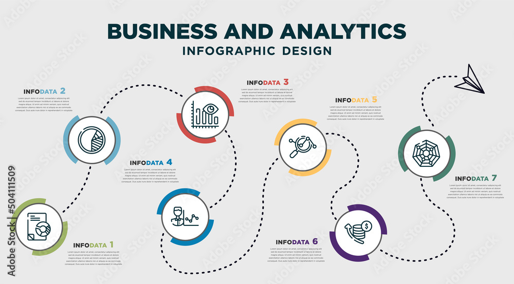 infographic template design with business and analytics icons. timeline ...
