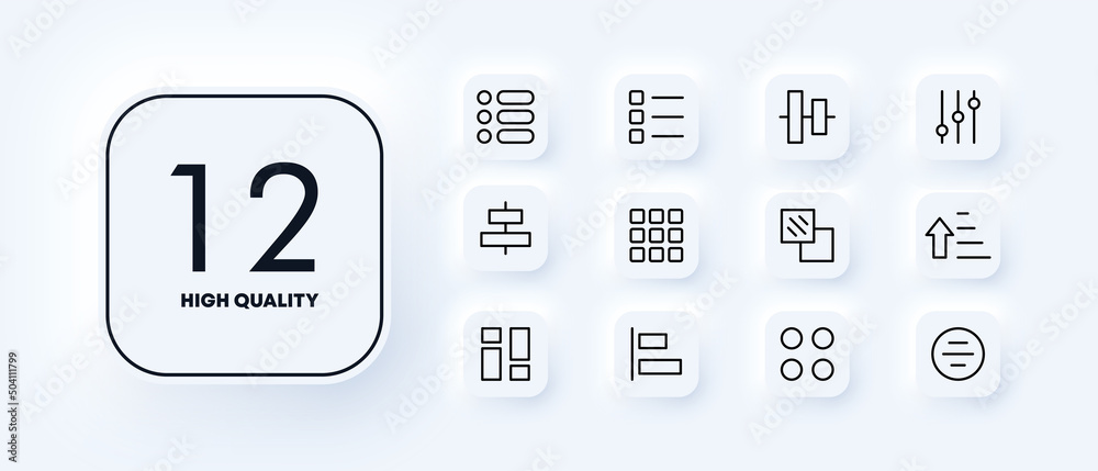 Diagram set icon. Chart, buttons, functions, sliders, arrows, shapes ...