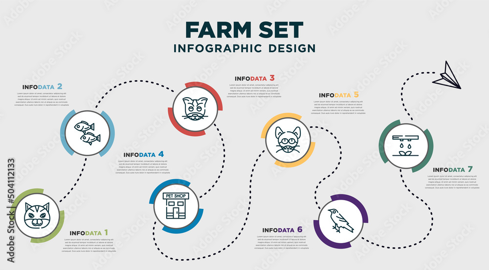 Vetor de infographic template design with farm set icons. timeline ...