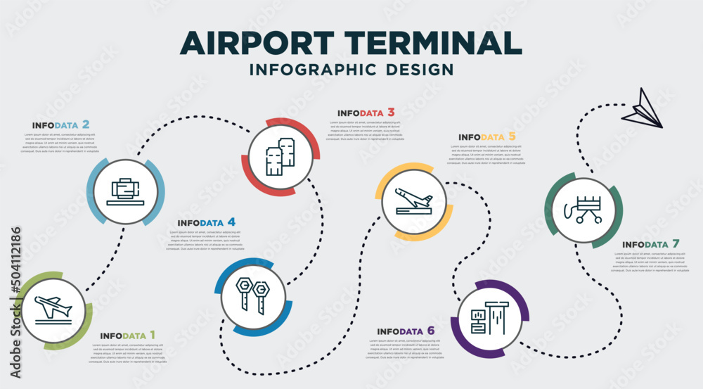 infographic template design with airport terminal icons. timeline ...