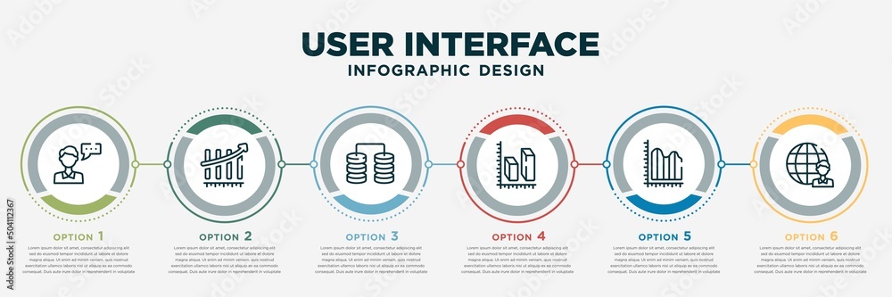 infographic template design with user interface icons. user interface concept with 6 options or ...