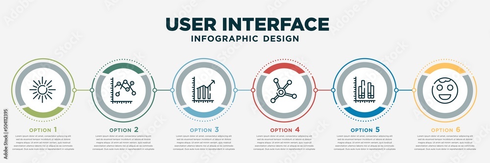 infographic template design with user interface icons. user interface concept with 6 options or ...