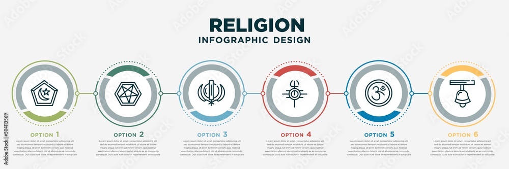 infographic template design with religion icons. religion concept with ...