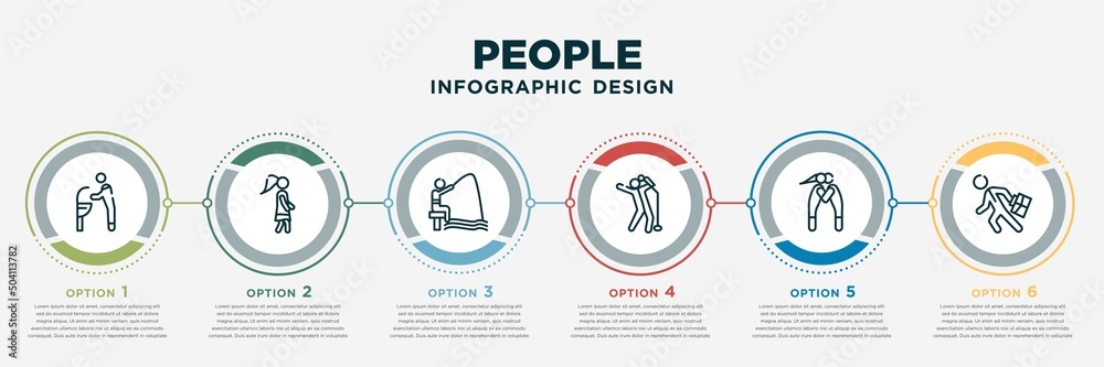 infographic template design with people icons. people concept with 6 ...