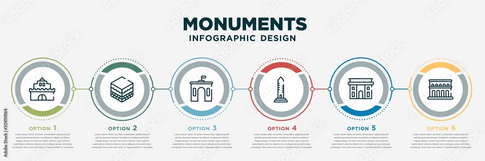 infographic template design with monuments icons. monuments concept ...