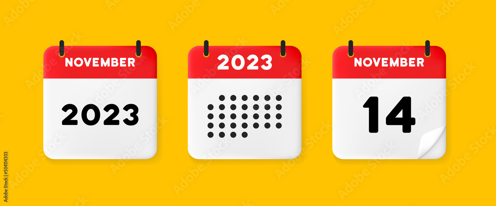 Calendar set icon. Calendar on a yellow background with fourteen ...