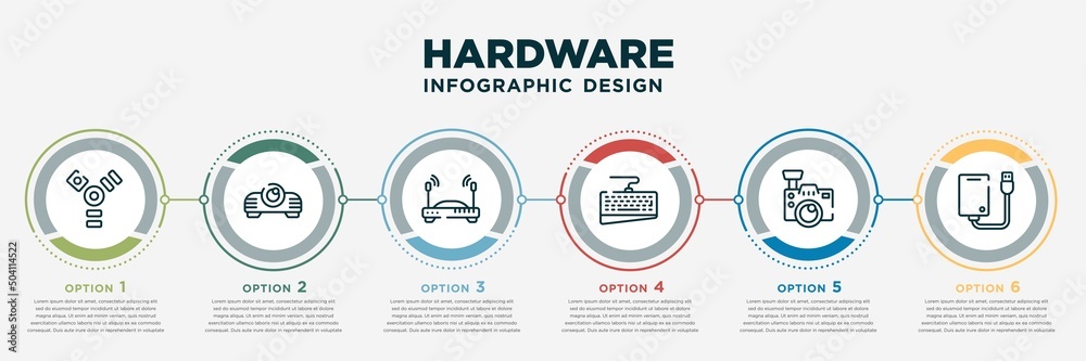 infographic template design with hardware icons. hardware concept with ...