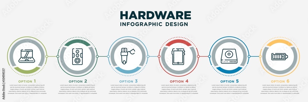 infographic template design with hardware icons. hardware concept with ...