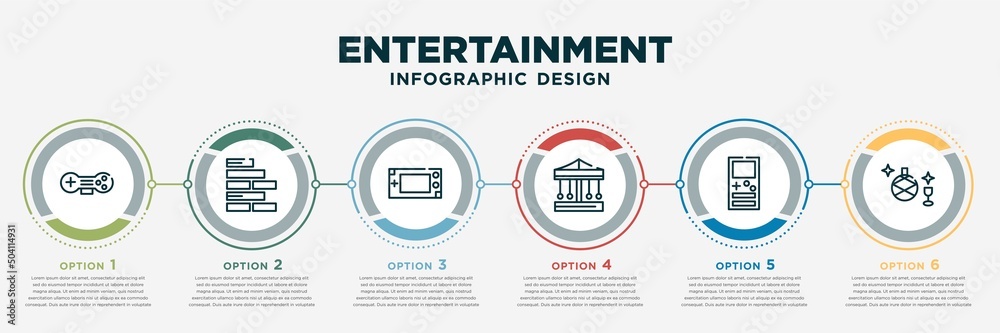 infographic template design with entertainment icons. entertainment ...