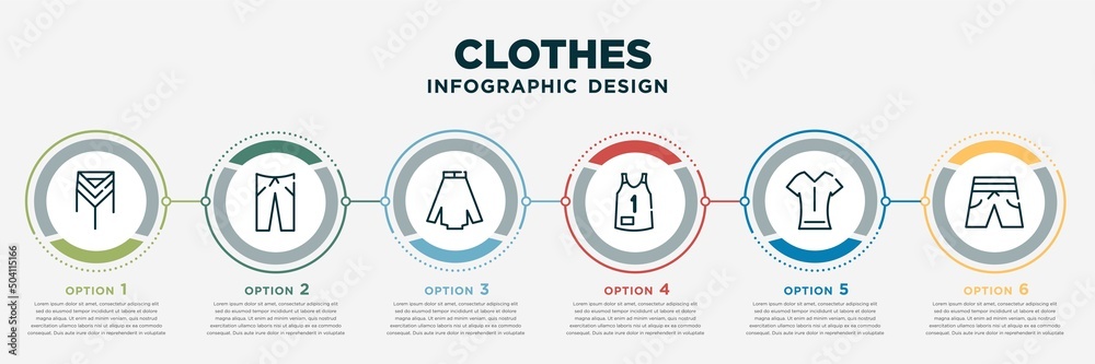 infographic template design with clothes icons. clothes concept with 6 ...
