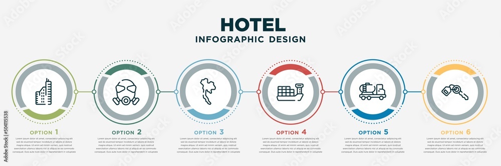 infographic template design with hotel icons. hotel concept with 6 ...