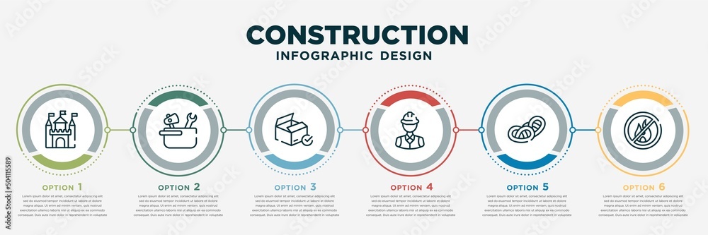 infographic template design with construction icons. construction ...