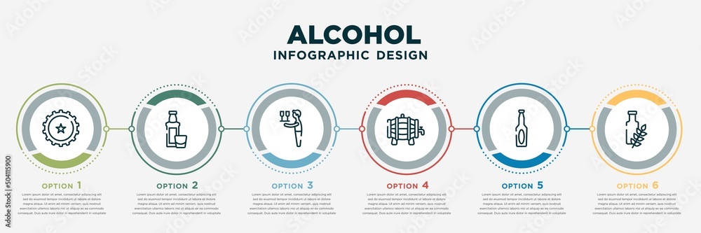 infographic template design with alcohol icons. alcohol concept with 6 ...