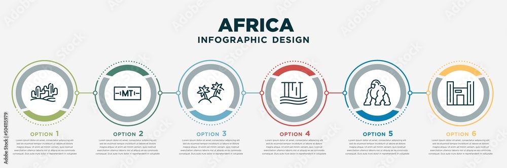 infographic template design with africa icons. africa concept with 6 ...