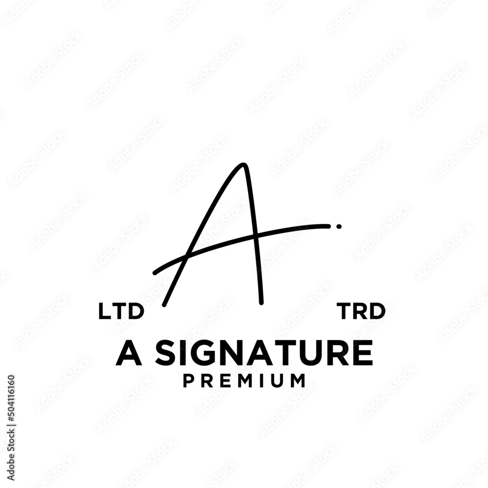 Signature letter A hand write logo design illustration Stock Vector ...