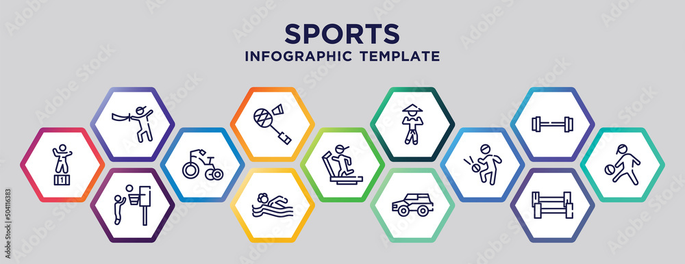 hexagon infographic template design. infographic elements from sports ...