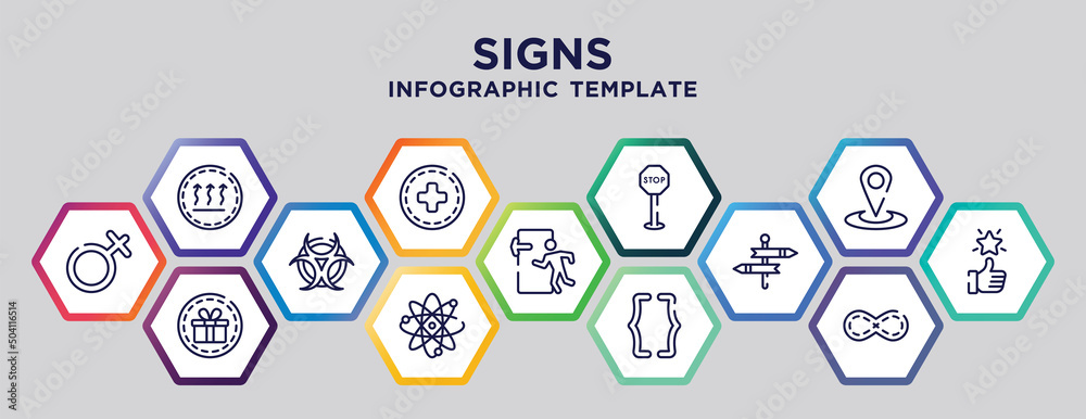 hexagon infographic template design. infographic elements from signs ...