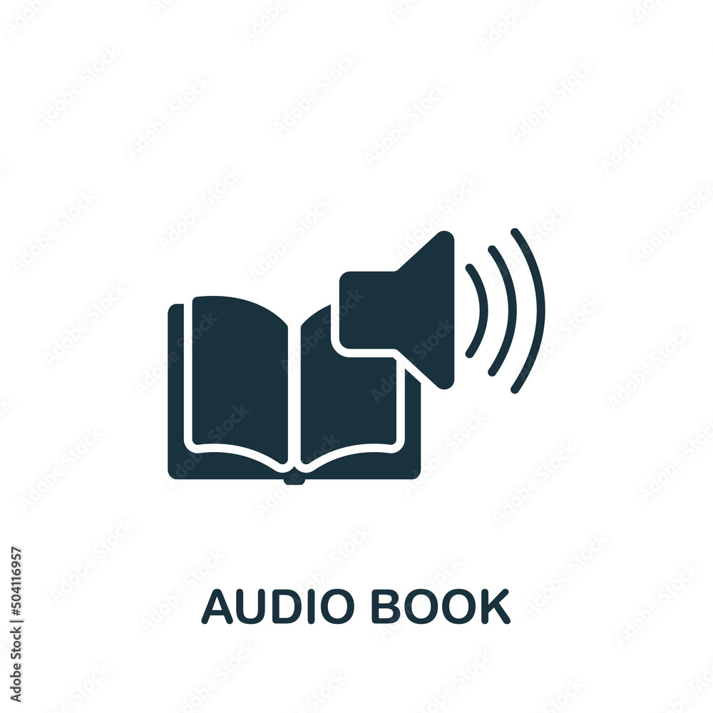 Audio Book icon. Monochrome simple E-Learning icon for templates, web ...