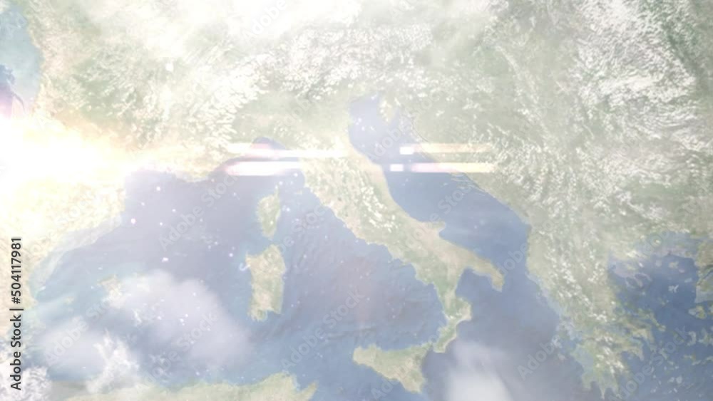 Earth zoom in from outer space to city. Zooming on Terni, Italy. The ...