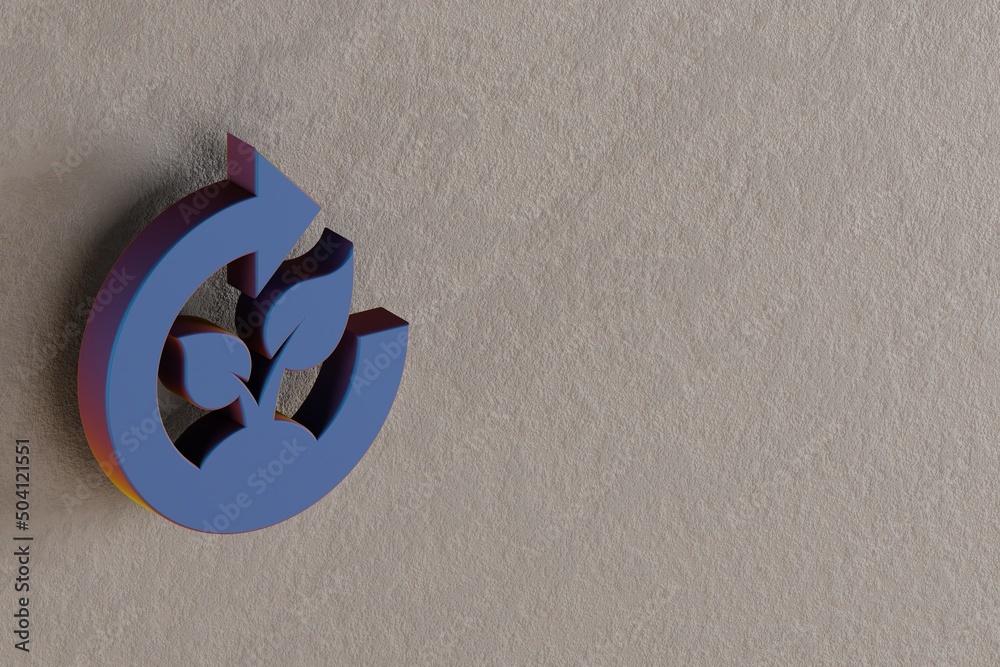 Beautiful abstract illustrations Blue Compost symbol icons on a wall ...