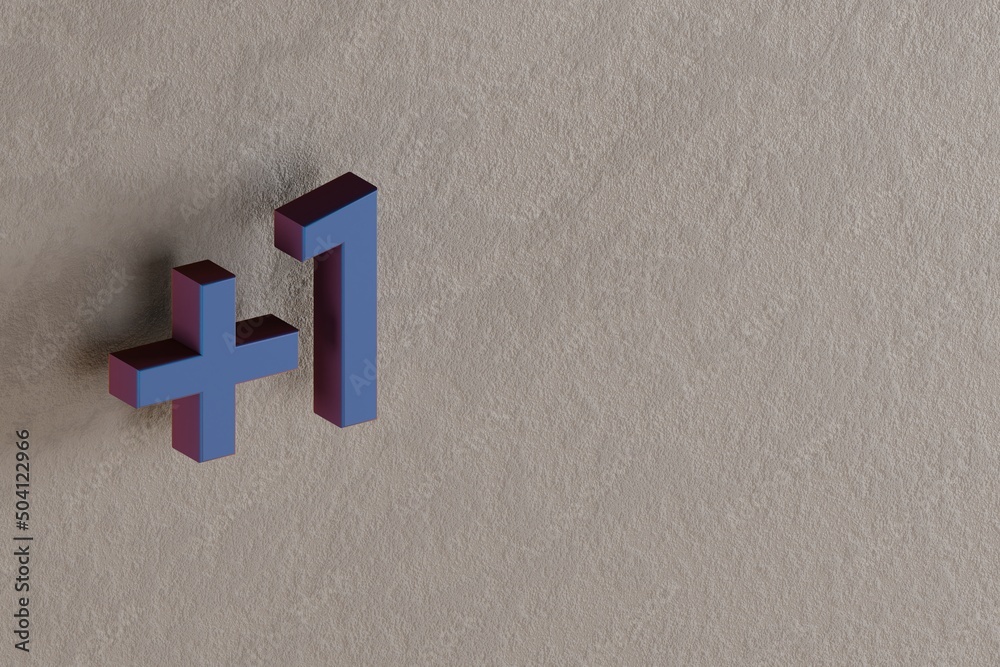 Beautiful abstract illustrations Blue Plus One symbol icons on a wall ...