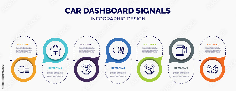 infographic for car dashboard signals concept. vector infographic ...