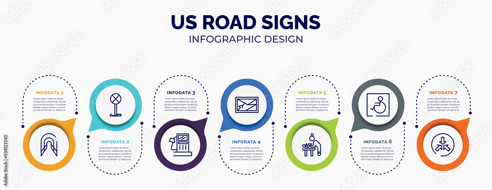 infographic for us road signs concept. vector infographic template with ...