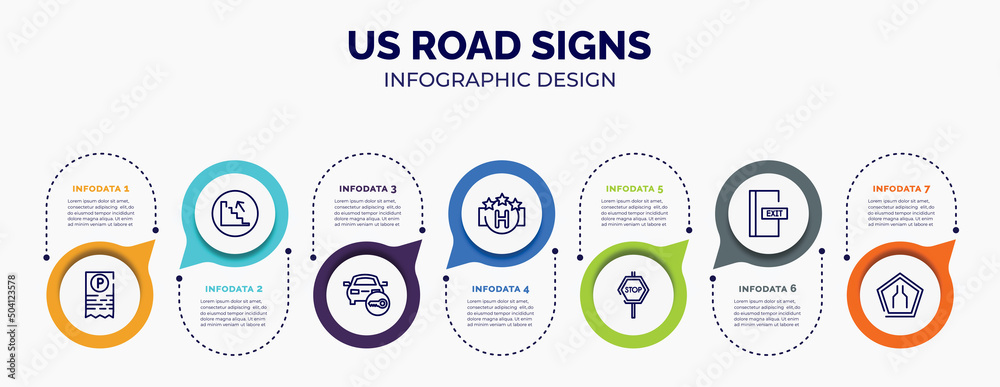 infographic for us road signs concept. vector infographic template with ...